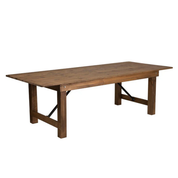 8' Wood Farmhouse Table for Rent - Wood Rustic Farm Tables